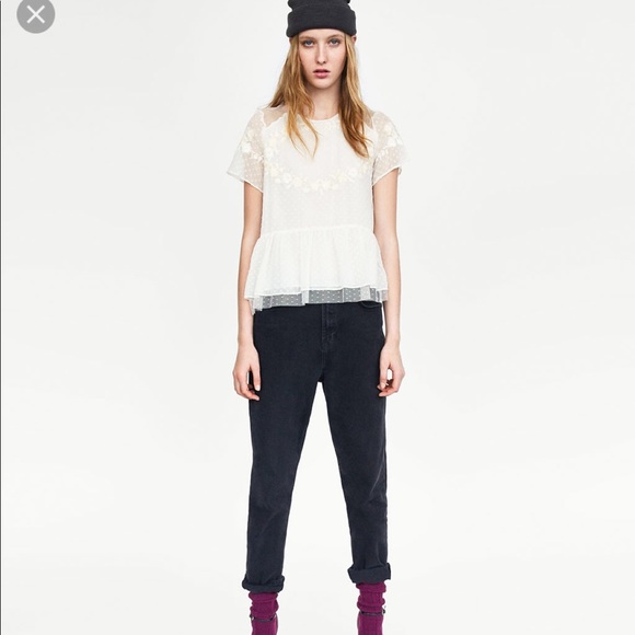 Zara | Tops | Zara Dotted Mesh Top | Poshmark